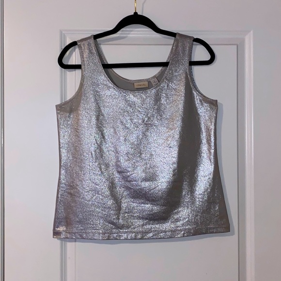 Tops | Metallic Silver Tank | Poshmark